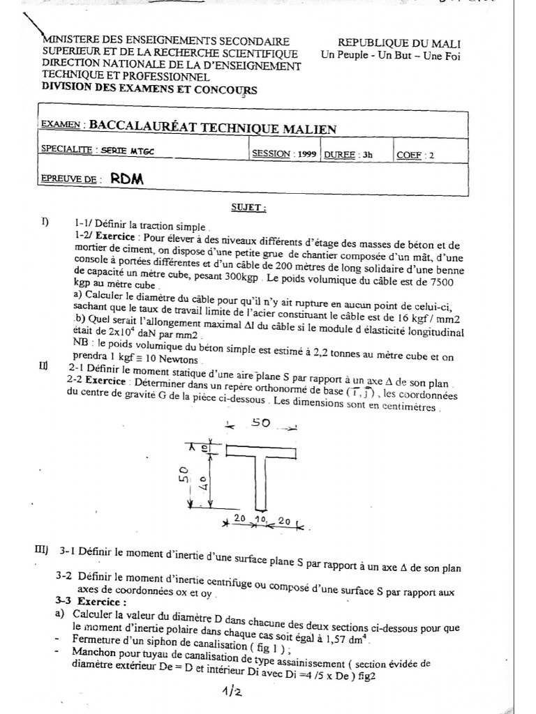 Sujet de RDM | PDF