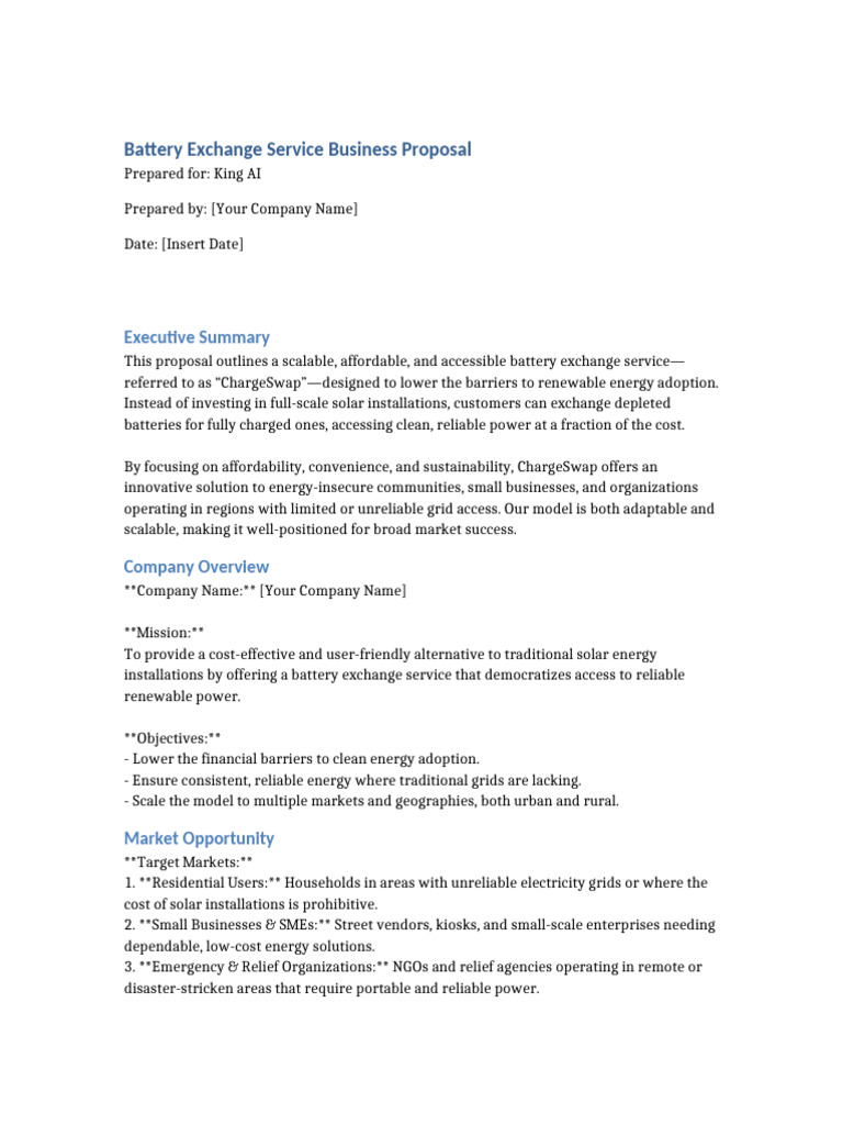 Battery Exchange Service Proposal | PDF | Climate Change Mitigation ...