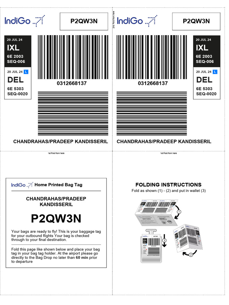 Baggage Tag Instructions for Flights | PDF