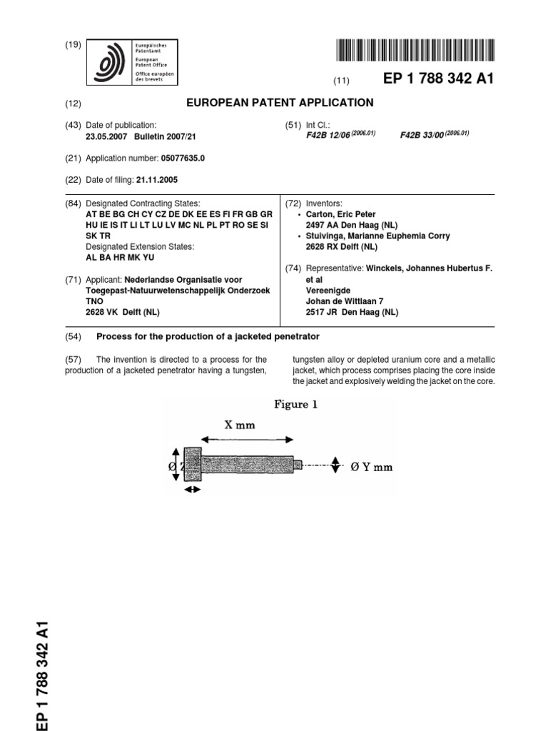 Eric Peter Carton Et Al - Process For The Production of A Jacketed ...
