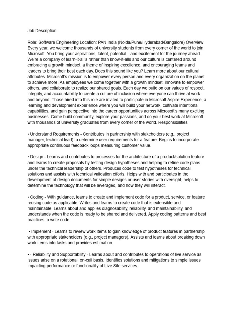 Microsoft_JD_dveupI1 | PDF | Computer Programming | Computer Science