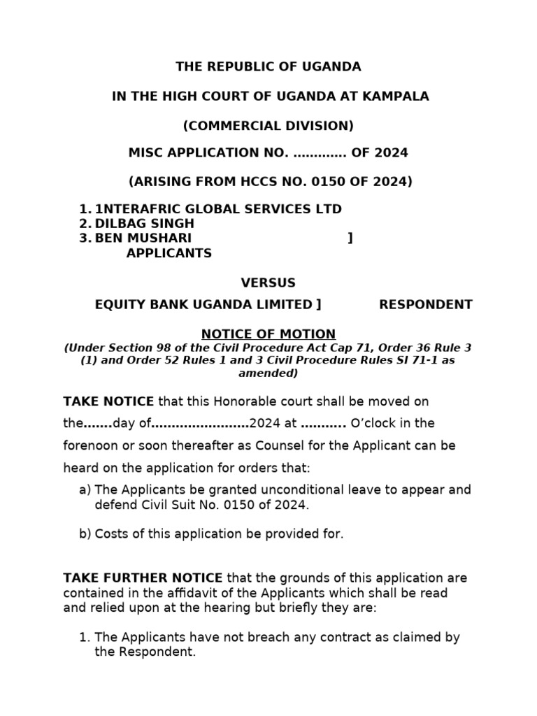 Leave To Appear and Defend - Ben & Singh | PDF | Lawsuit | Judiciaries