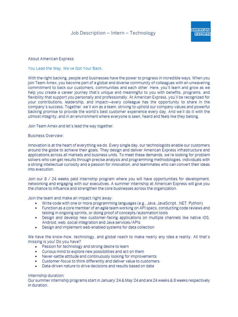 Amex Campus JD Technology Internship | PDF | Java (Programming Language) | Cloud Computing