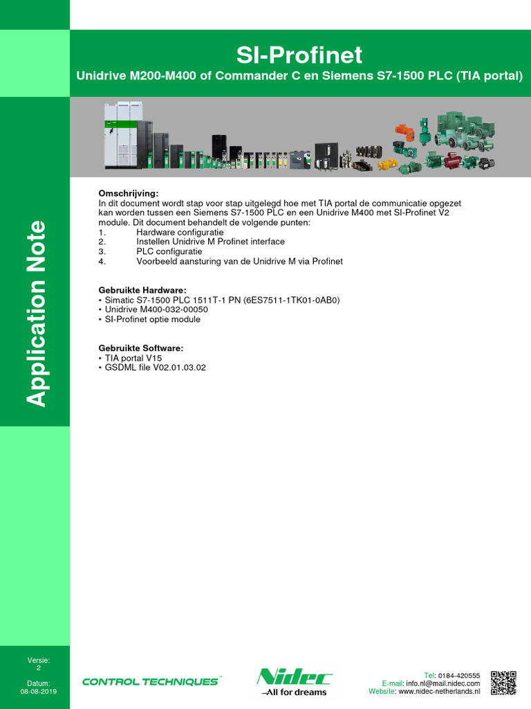 Unidrive M200-M400 of Commander C en Siemens S7-1500 PLC (TIA Portal) | PDF