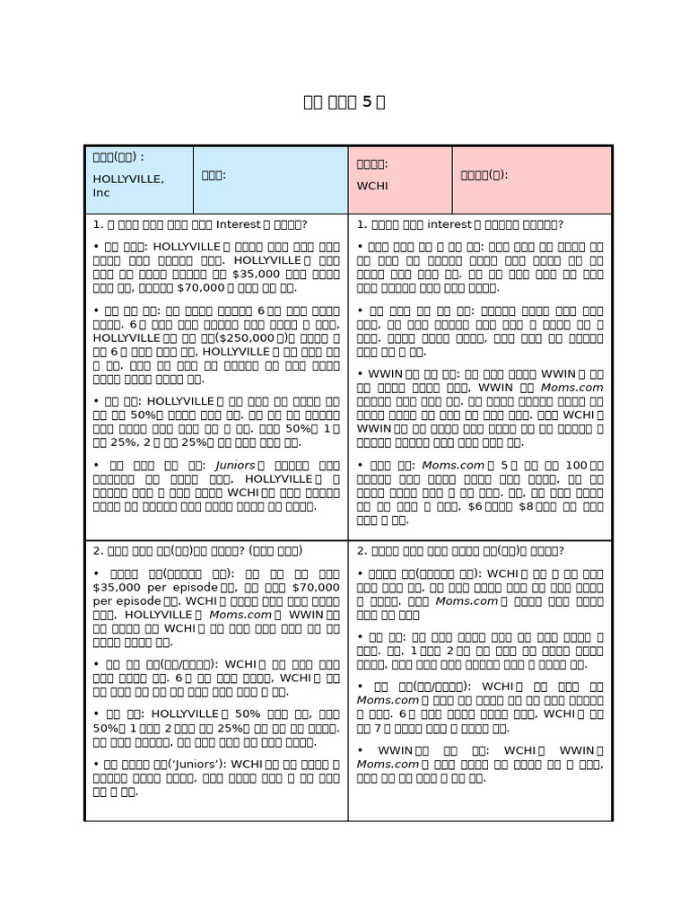 5팀 협상준비표 Case3 - 최종 | PDF