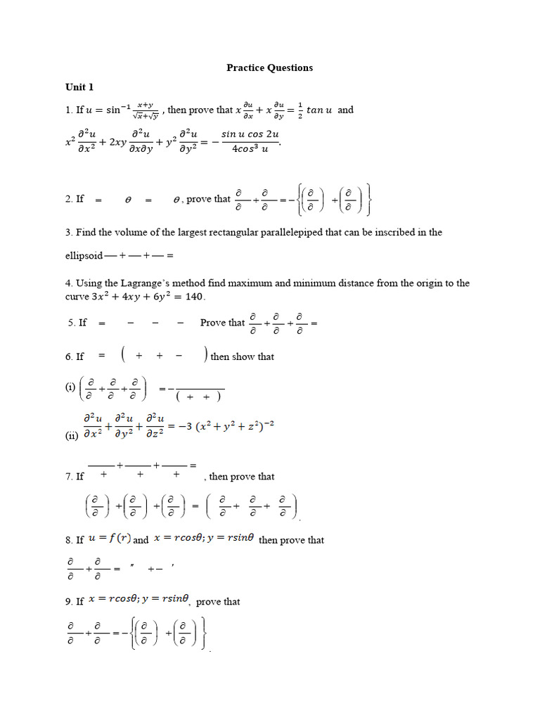 Advanced Calculus Practice Questions | PDF | Mathematical Analysis ...