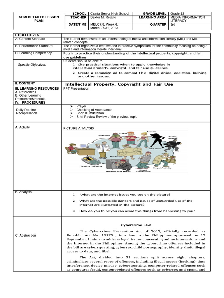 DLP MELC6 8 WEEK 6 Intellectual Property Copyright and Fair Use | PDF ...
