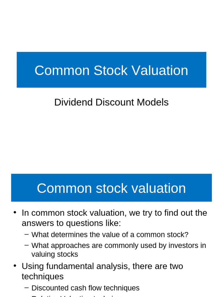 Common Stock Valuation | PDF | Stock Valuation | Valuation (Finance)