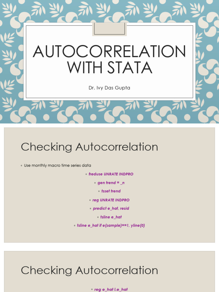 Autocorrelation With Stata Pdf