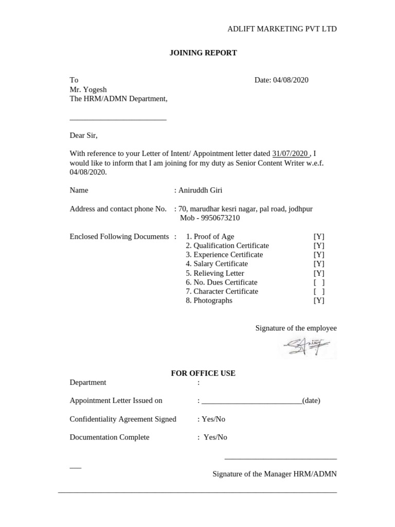 JOINING REPORT | PDF