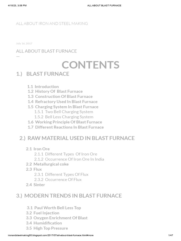 All About Blast Furnace Chrome | PDF | Blast Furnace | Iron