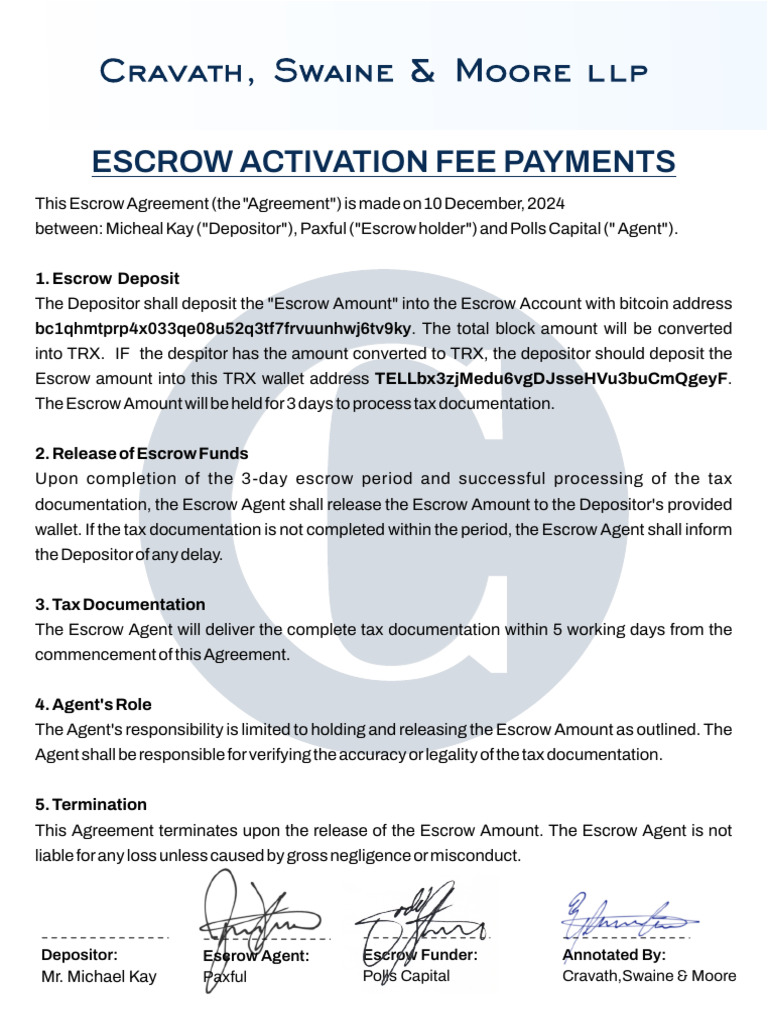 Escrow Contract | PDF