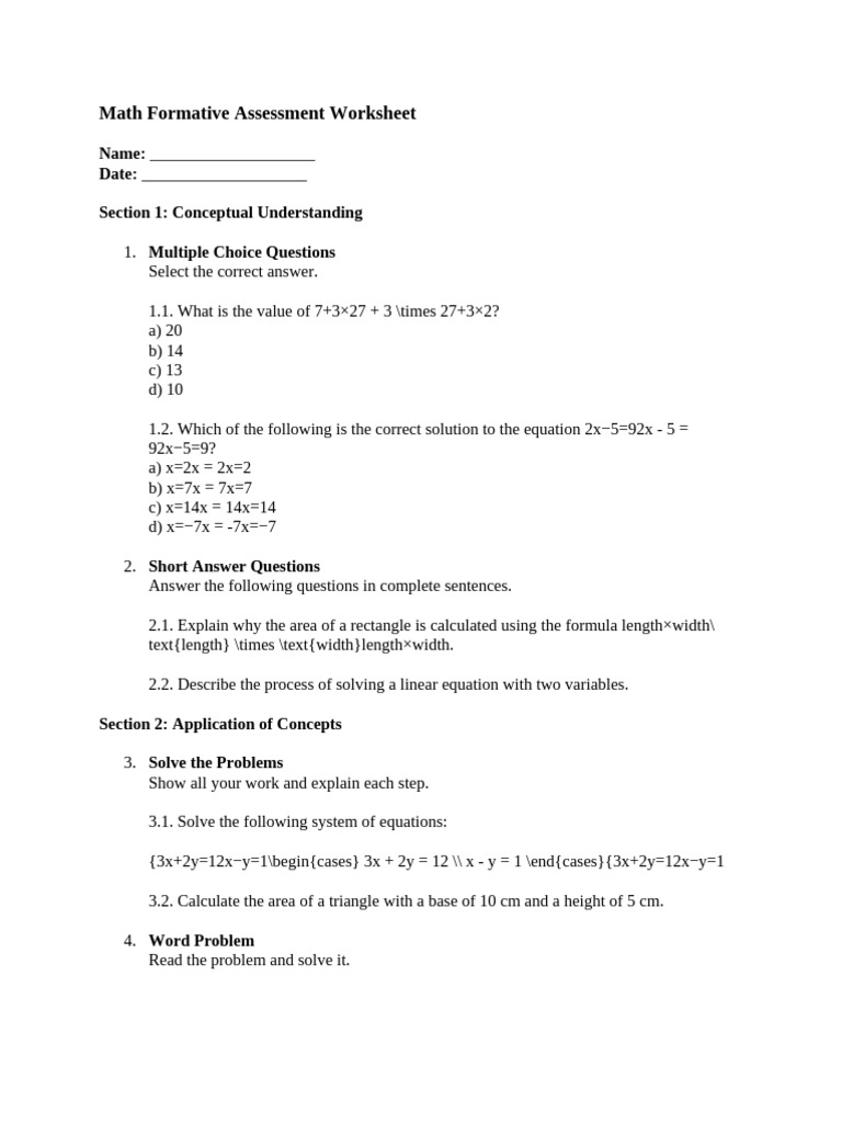 assessment | PDF | Quadratic Equation | Mathematics