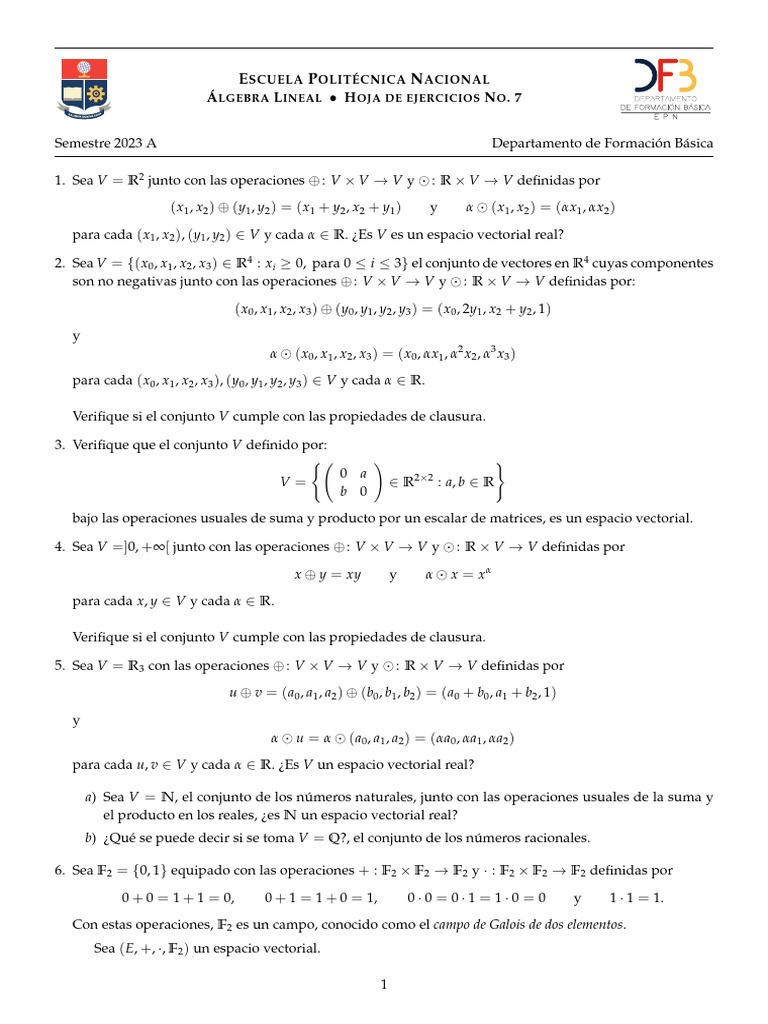 Semana 7 Ejercicios Auxiliares | PDF | Espacio vectorial | Vector Euclidiano
