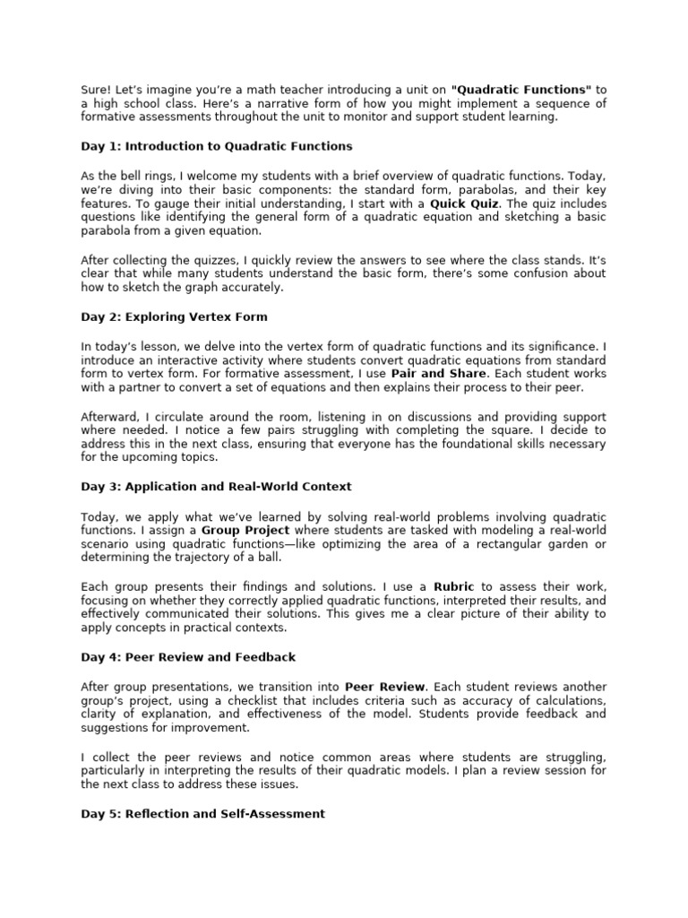 formative assessment | PDF | Mathematics | Quadratic Equation