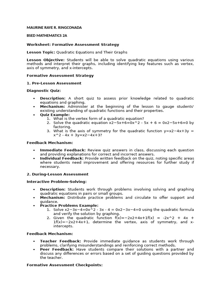 formative assessment | PDF | Educational Assessment | Learning