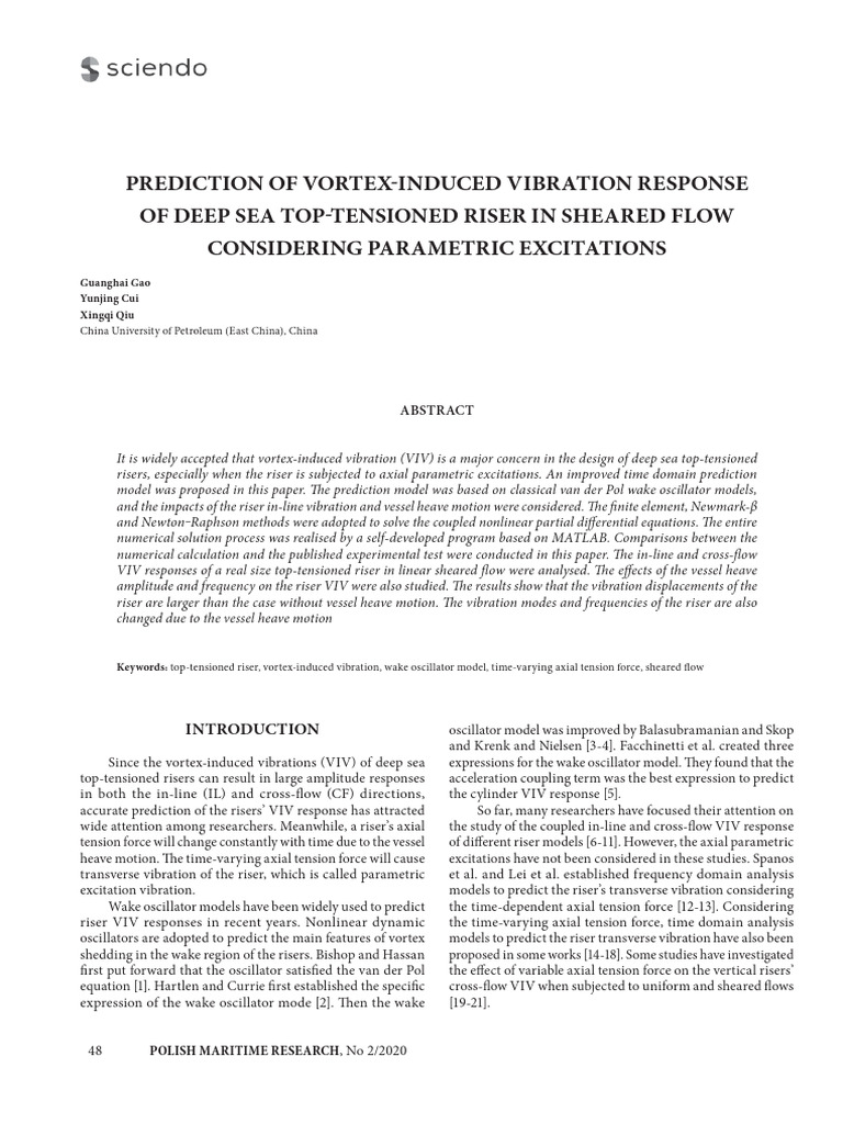 Prediction_of_vortex_induced_vibrat | PDF | Resonance | Oscillation