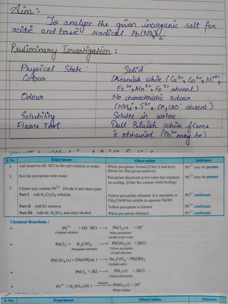 Chemistry Exp.no 4 Salt Analysis | PDF