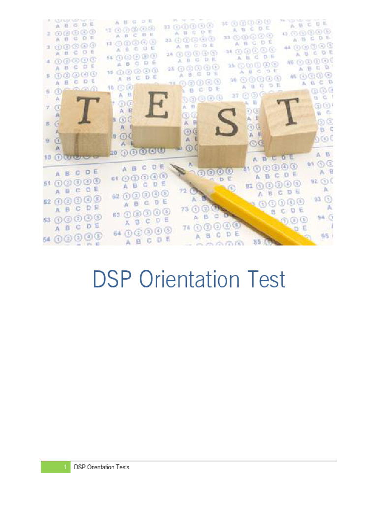 DSP Orientation Test Overview | PDF | Constipation | Intellectual ...