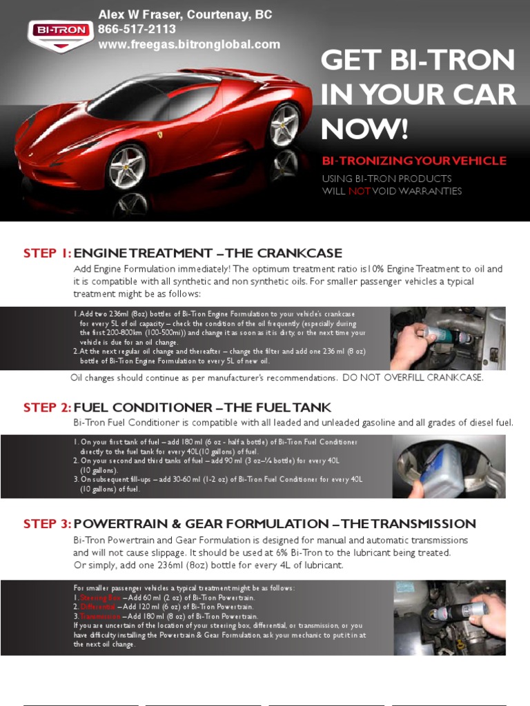 Bitron Product Usage Directions | PDF | Motor Oil | Lubricant