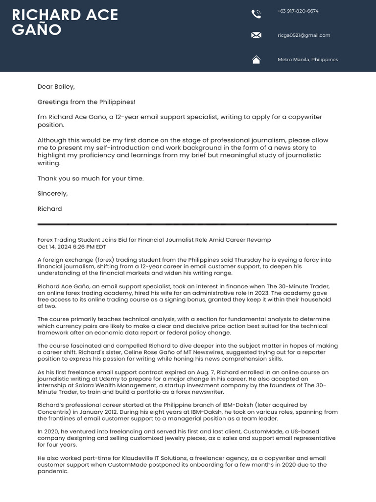 Richard Resume MTNW | PDF | Inflation | Interest Rates