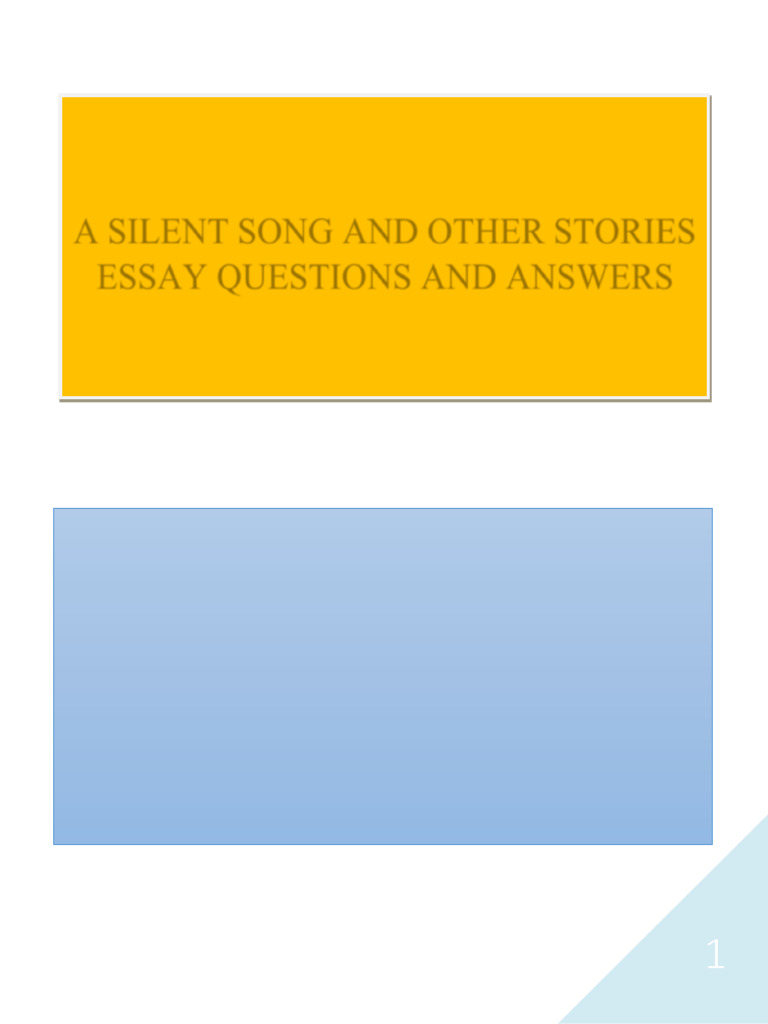 Silent Song Essay Questions & Answers | PDF | Wedding | Marriage