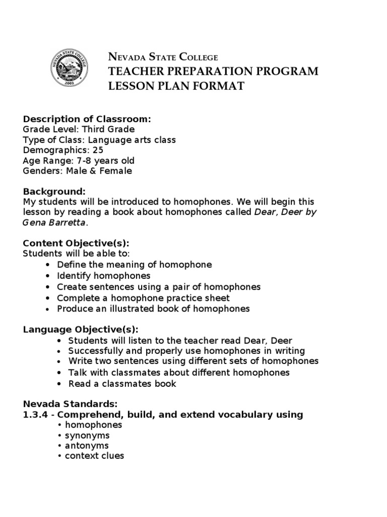 Vocabulary Lesson Plan Pdf Lesson Plan Linguistics