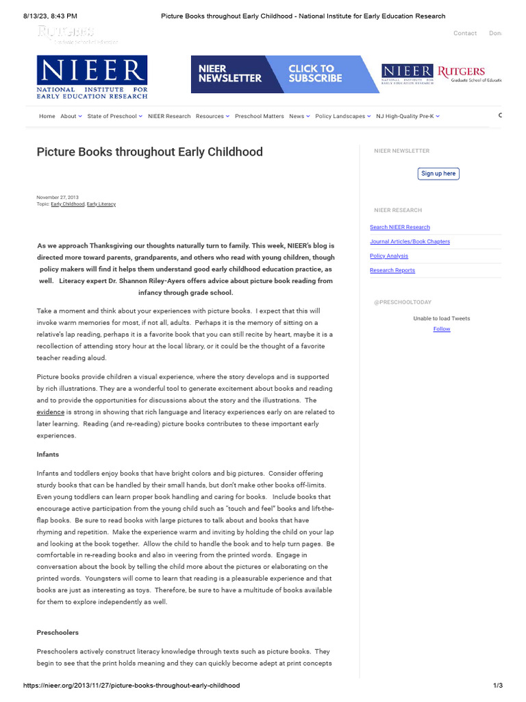 Picture Books Throughout Early Childhood | PDF | Picture Book | Literacy