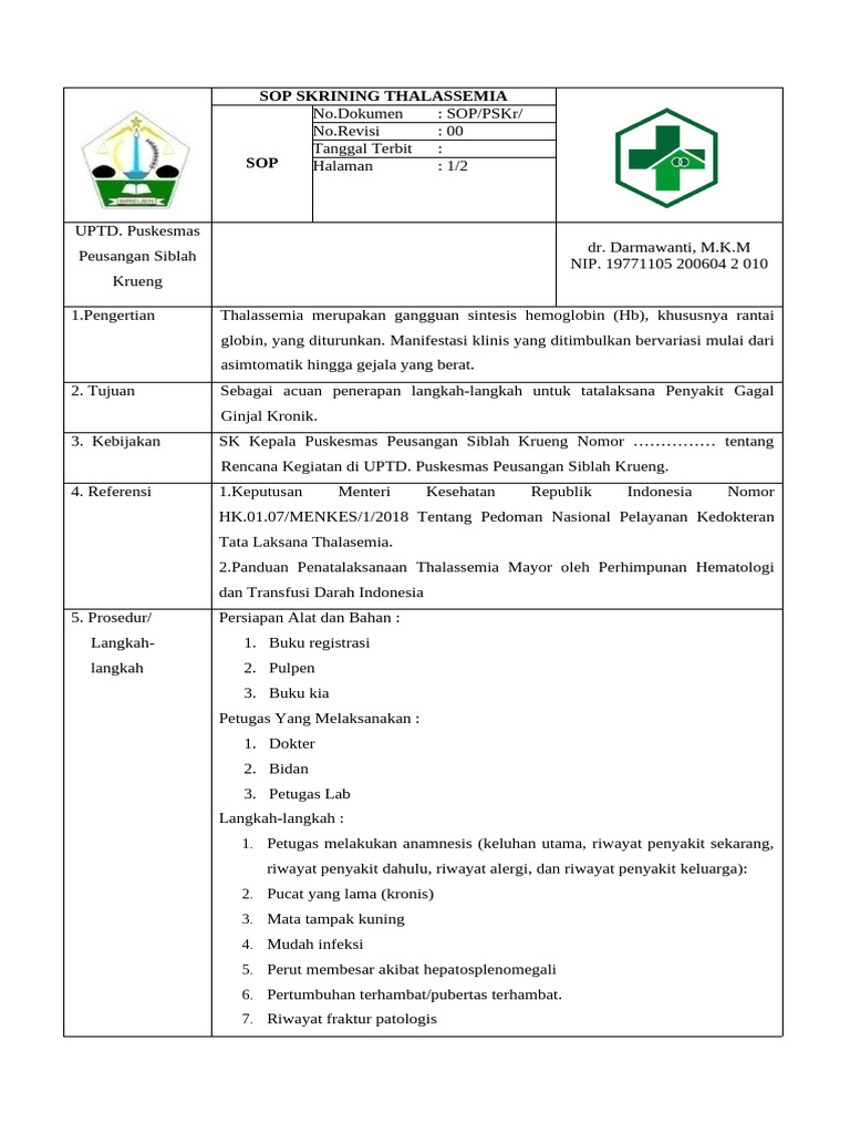 sop thalassemia | PDF