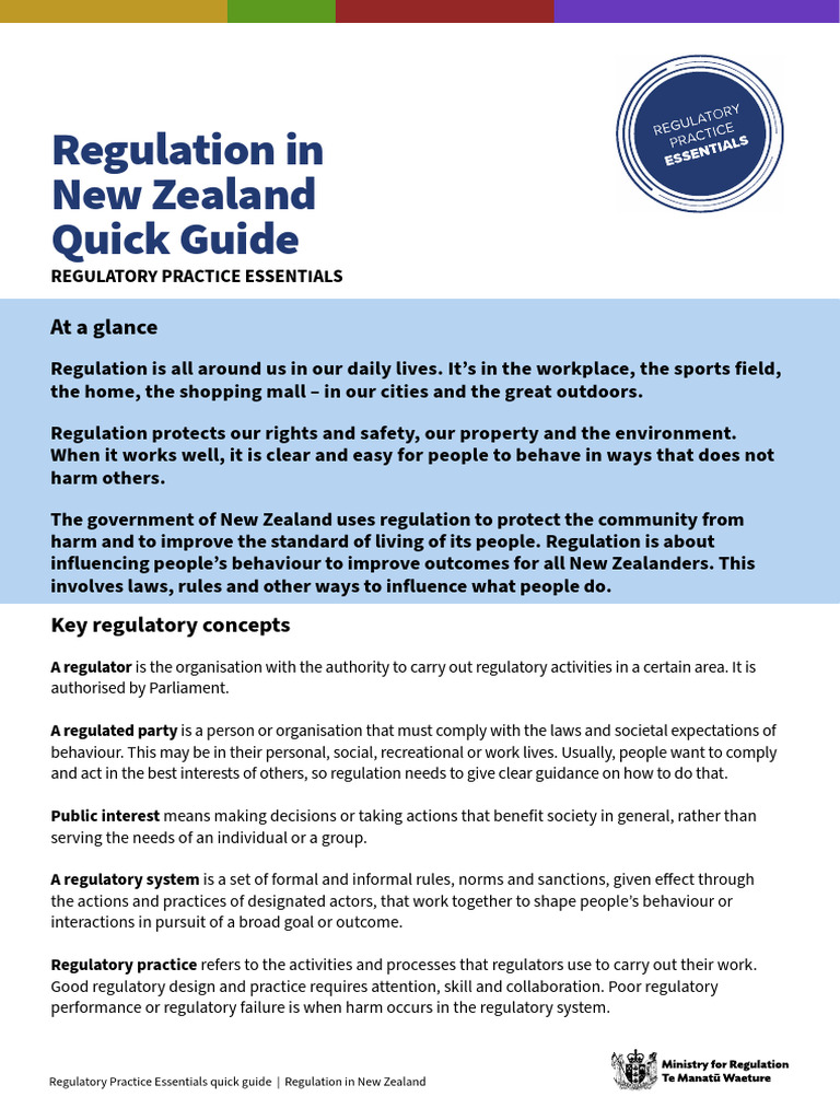 RPE Quick Guide Regulation in New Zealand | PDF | Policy | Regulatory ...