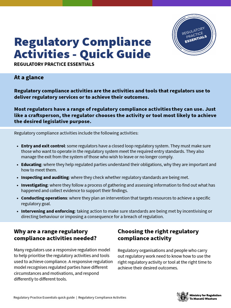 RPE Quick Guide Regulatory Compliance Activities | PDF | Regulatory ...