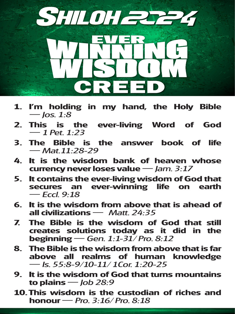 Shiloh 2024 Winning Wisdom Creed | PDF