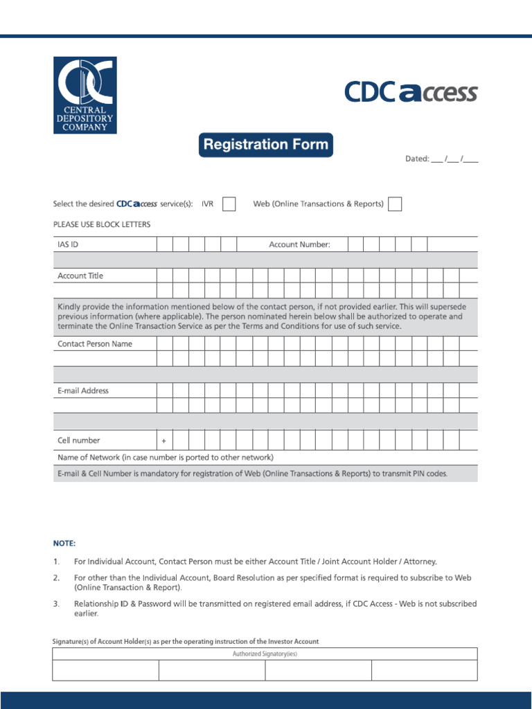 CDC Access Registration Form | PDF