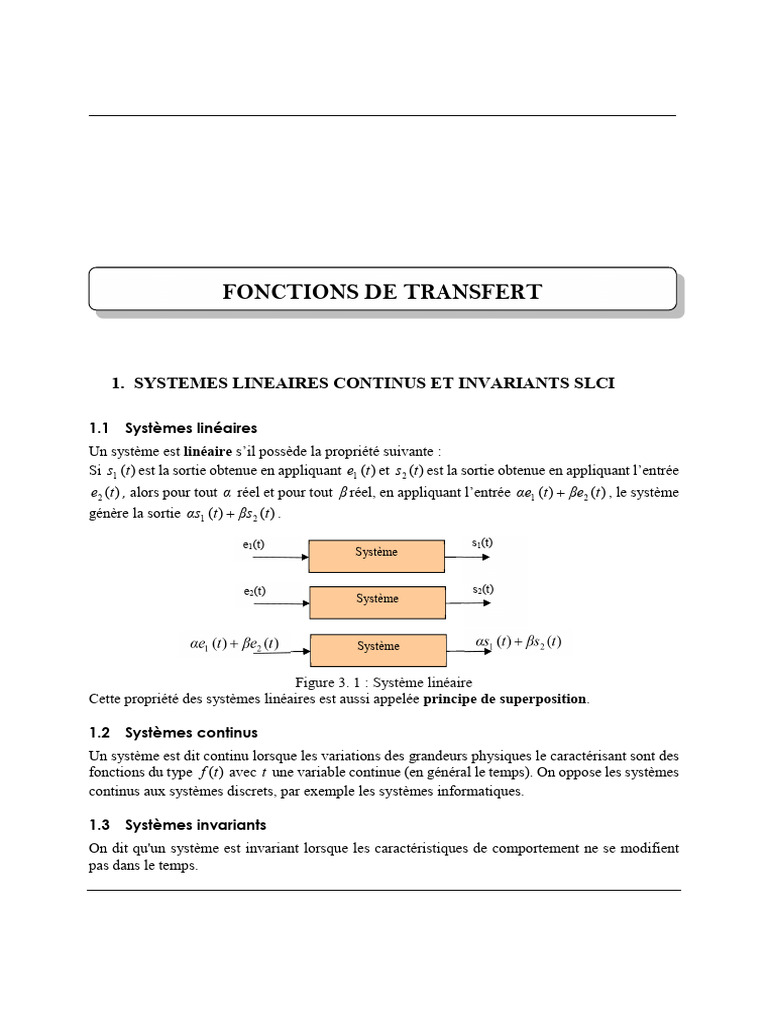 Fonctions de transfert des systèmes linéaires | PDF | Obliger | Rotation