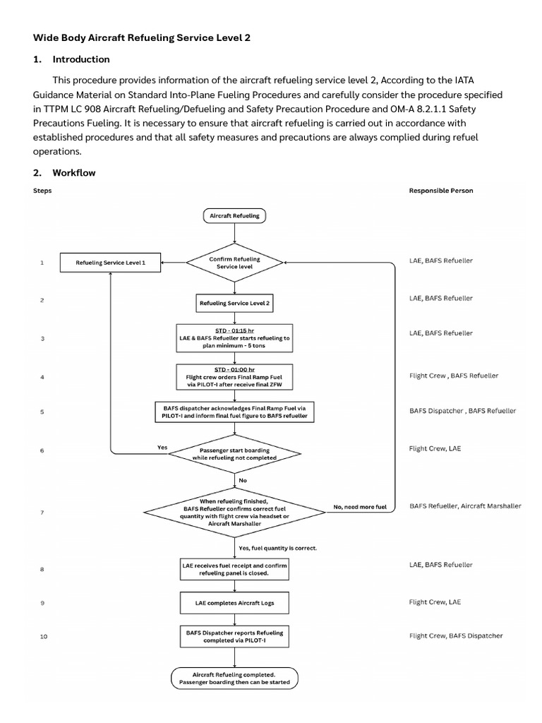 (For Pilot) Wide Body Aircraft Work Flow Refueling Service Level-2 | PDF | Aerial Refueling ...