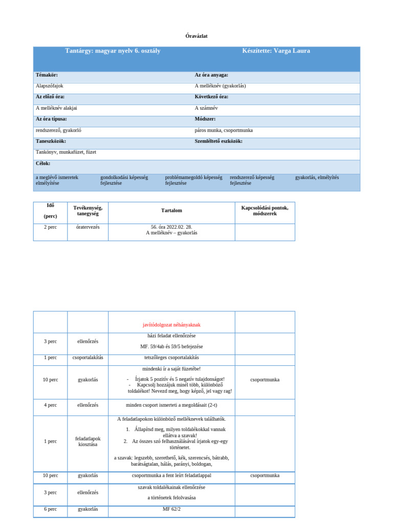 02.28. 6AB NY. A Melléknév Gyak. | PDF