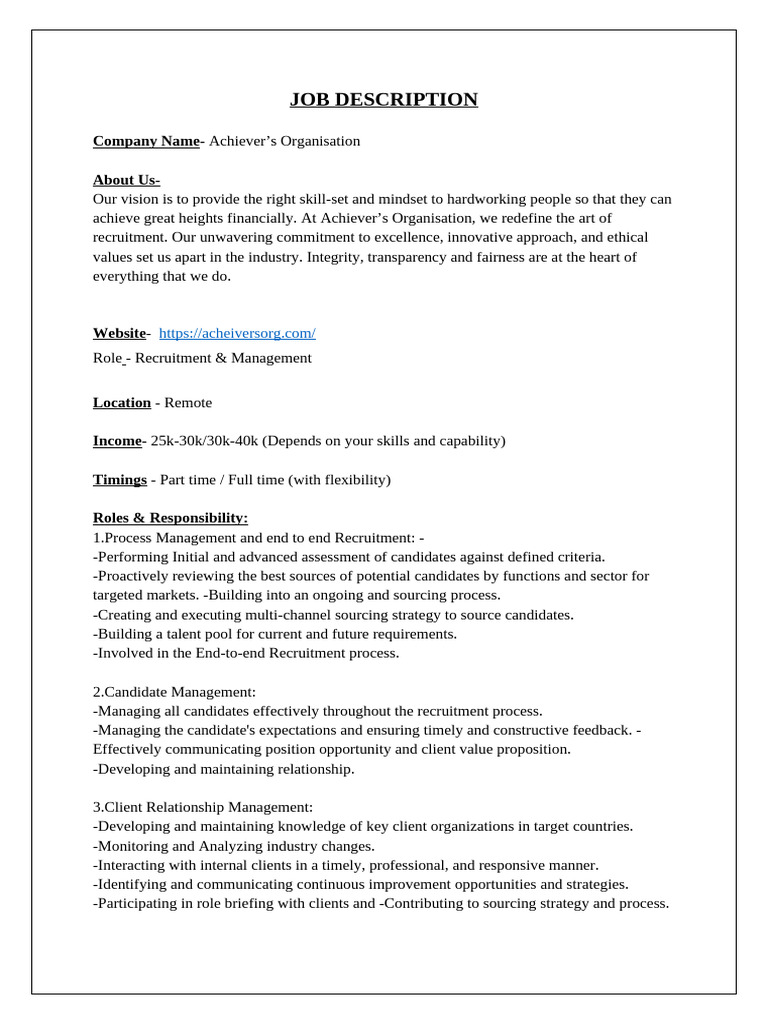Job Description | PDF