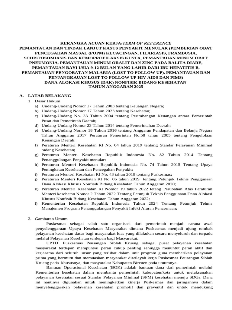 TOR Diare DKK 2025 | PDF