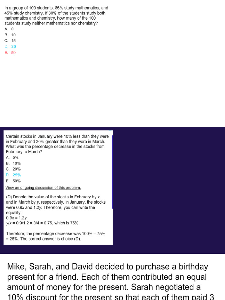 Percents GMAT Practice | PDF