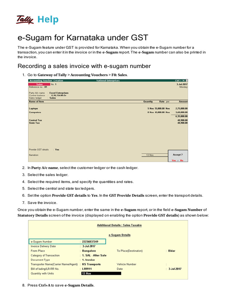 e-Sugam Guide for Karnataka GST | PDF