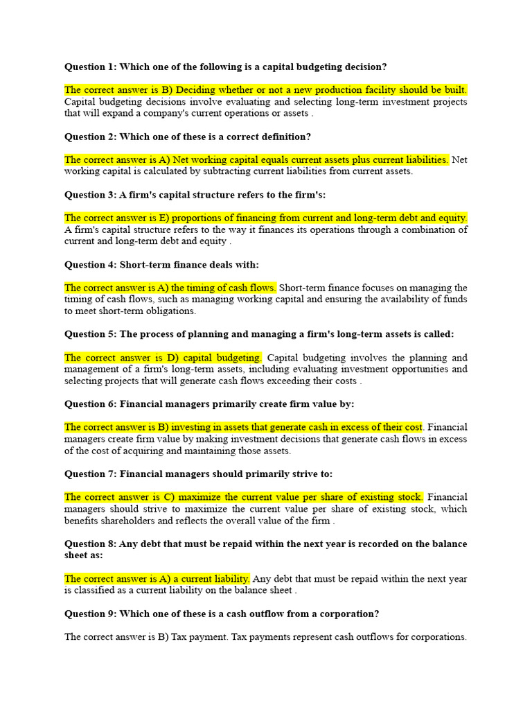 Corporate Financial Assignement | PDF | Capital Budgeting | Equity ...