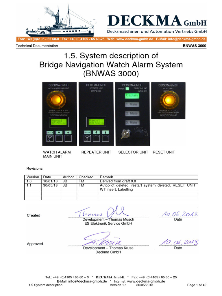 1.5 BNWAS - System - Description - V1.1 - 20130530 | PDF | Power Supply ...