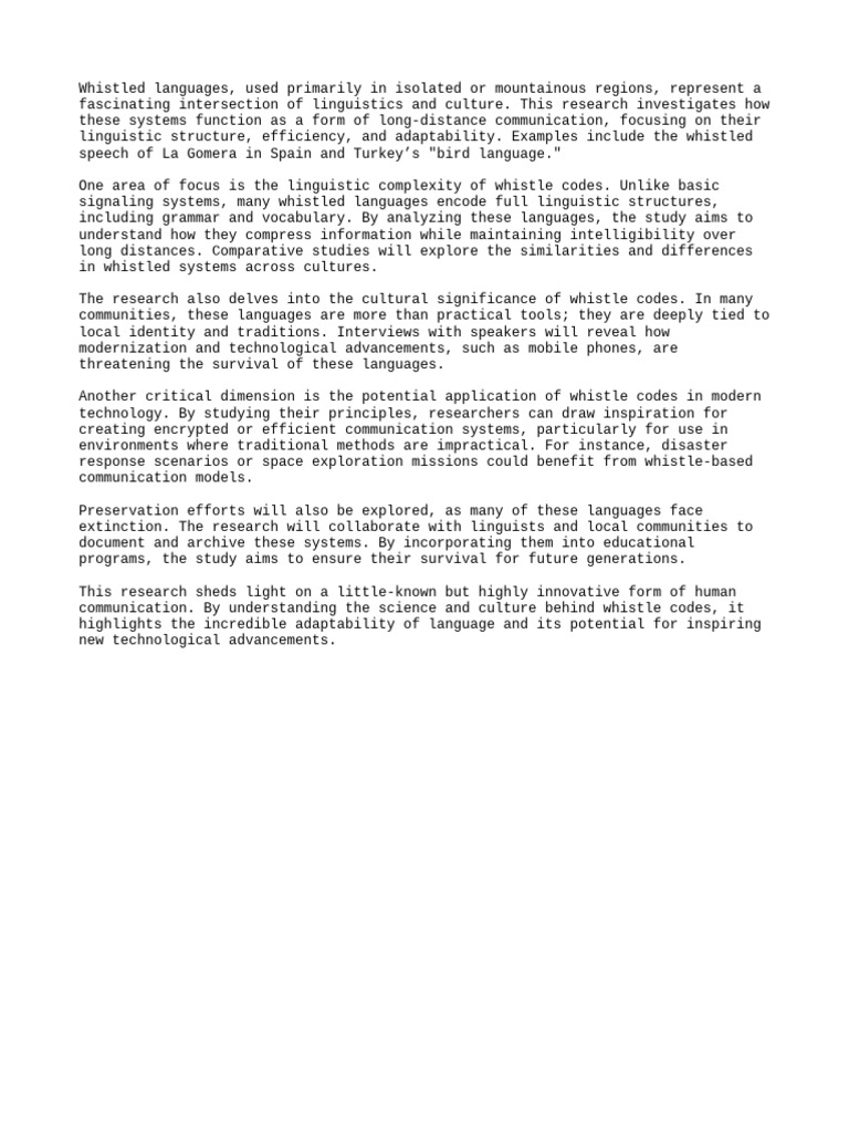 The Linguistics of Whistle Codes - Analyzing Secret Communication ...