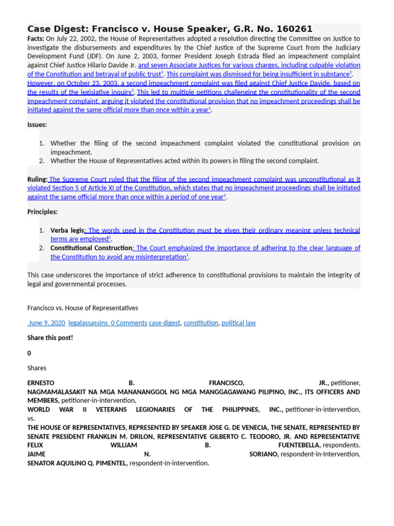 Consti 1 Cases Assigned Digested | PDF | Ratification | Injunction