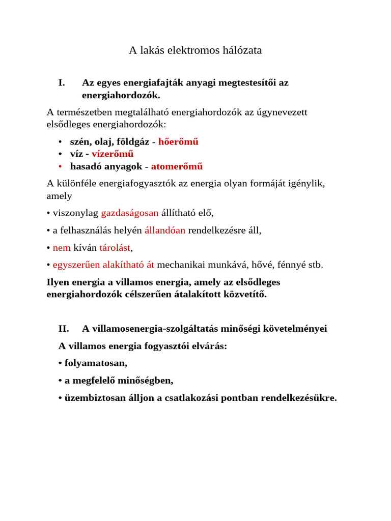 A Lakás Elektromos Hálózata | PDF
