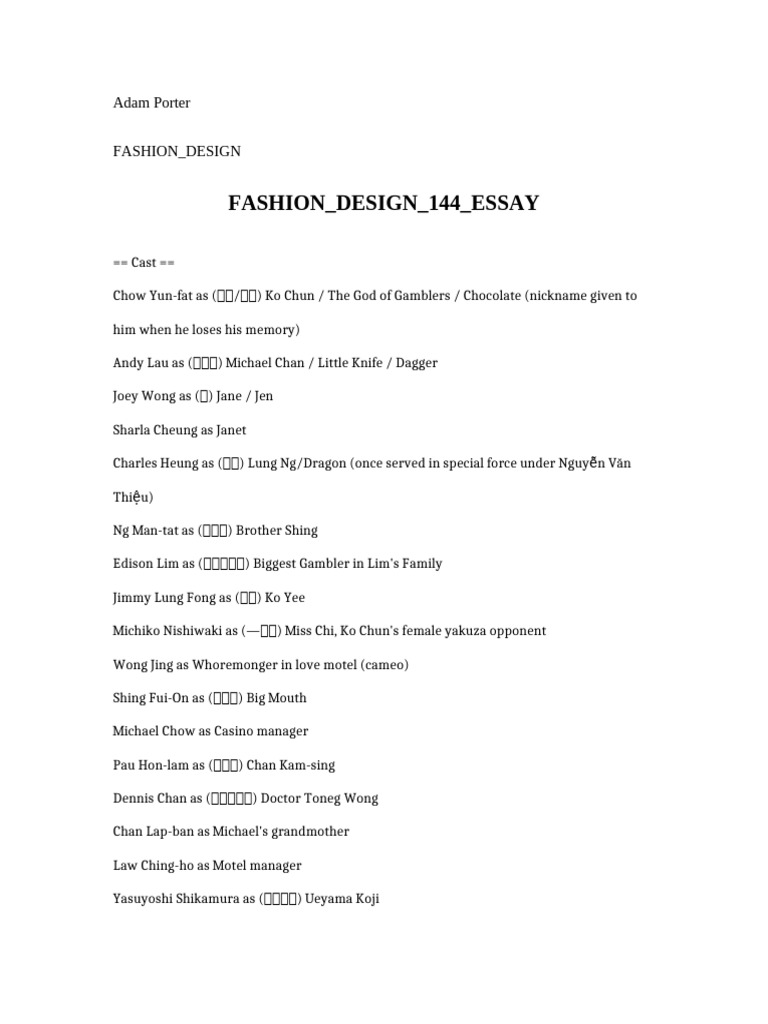 Fashion Design 144 Essay | PDF