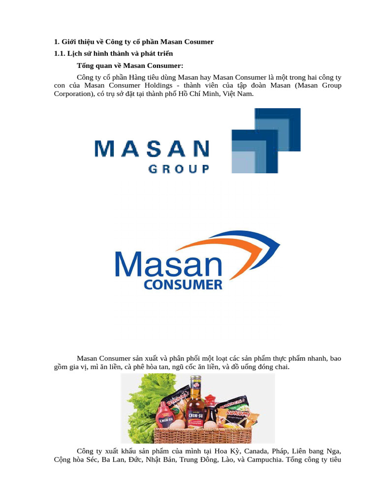 Giới Thiệu Về Công Ty Cổ Phần Masan Consumer | PDF
