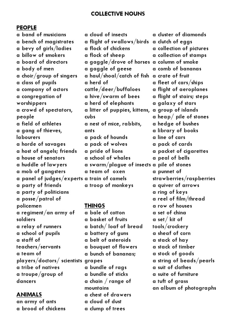 Collective Nouns | PDF | Nature