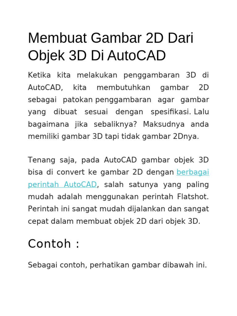 Membuat Gambar 2D Dari Objek 3D Menggunakan Flatshot | PDF