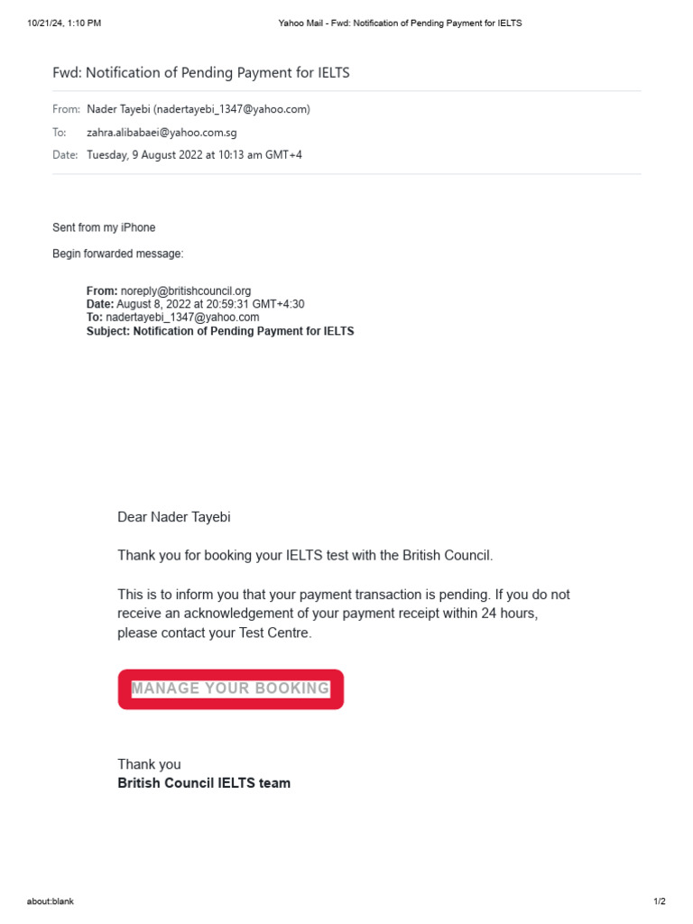IELTS Payment Pending Notification | PDF | Computer Mediated ...